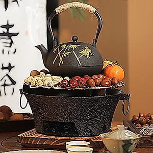 Mumu Tulio Japanese Cast Iron Teapot, Cast Iron Tea Kettle, Stovetop Tea Kettle for Boiling Hot Water Tea, Outdoors Table Top Grill Charcoal Traveling Picnics Garden Beach Party(Size:900)