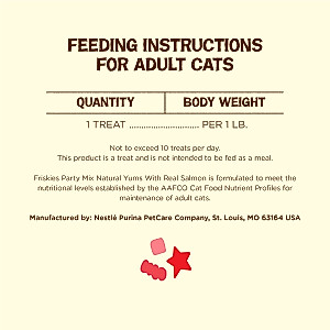 Purina Friskies Natural Cat Treats Party Mix Natural Yums With Real Salmon and Added Vitamins, Minerals and Nutrients - 20 oz. Canister