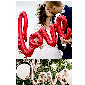 2pcs LOVE Foil Balloons Mylar Foil Letters Balloons Reusable Material for Romantic Valentine's Day Wedding Bridal Shower Anniversary Engagement Party Decorations