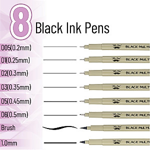 Mr. Pen- Drawing Pens, Black Multiliner, 8 Pack, Anime Pens, Sketch Pens, Micro Pen, Drawing Pens for Artists, Fineliner Pens, Art Pens, Inking Pens, Line Art Pens, Bible Journaling Pens, Fine Point
