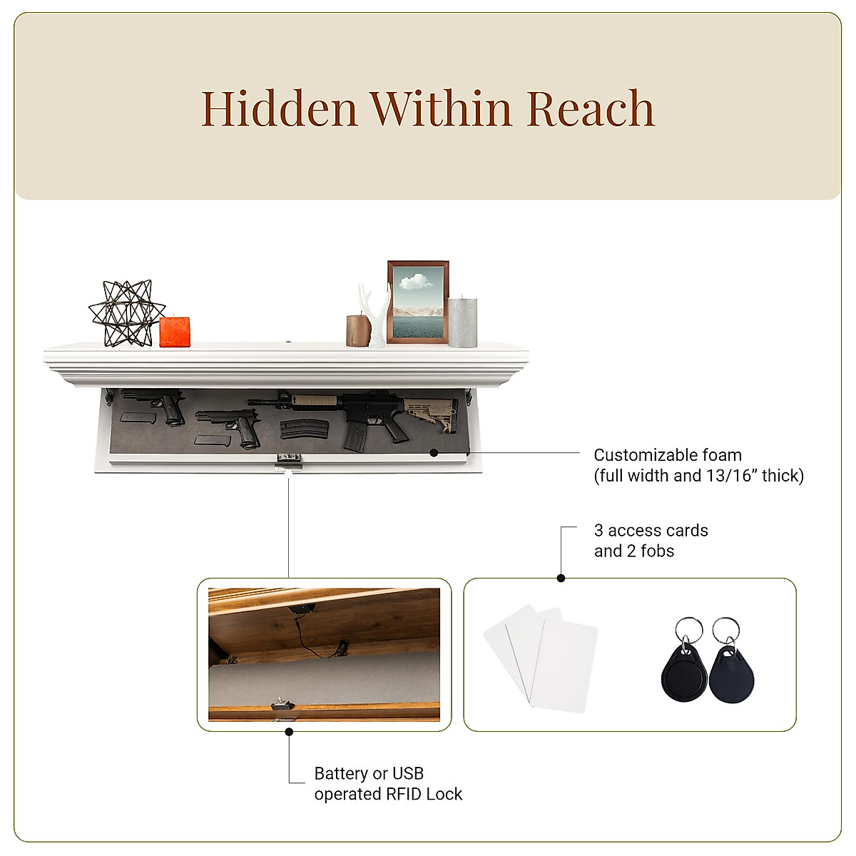 Stealth-Masters™ Bravo Concealment Shelf (Brilliant White, Large)