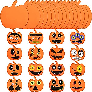 IFLYOOY 16 PCS Halloween Crafts for Kids Home Decorations Craft Kit DIY with Self-Adhesive Pumpkin Stickers Halloween Activities for Kids