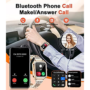 LIGE Smart Watches for Women, 1.57‘’HD Screen Fitness Watch with 21 Sport Modes/Heart Rate/Blood Pressure Monitor/Sleep Tracker, Smartwatch with Text and Call, IP67 Smart Watch for Android iOS, Gold