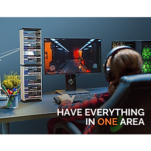 Skywin PS5 Game Holder and Video Game Storage Organizer (White) - 36 CD Storage Disk Tower for PS5 DVD Storage