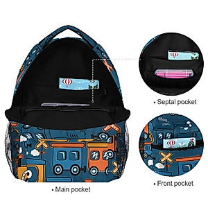 Krafig Colorful Funny Cartoon Steam Train Boys Girls Kids School Backpacks Bookbag, Elementary School Bag Travel Backpack Daypack