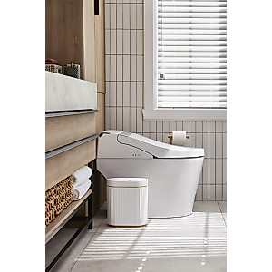 ELPHECO Bathroom Trash Can with Lid Automatic Garbage Can, 2 Gallon Slim Smart Trash Can, Small Plastic Trash Bin, 10 L Narrow Motion Sensor Trash Can for Bedroom, Bathroom, Kitchen, Office