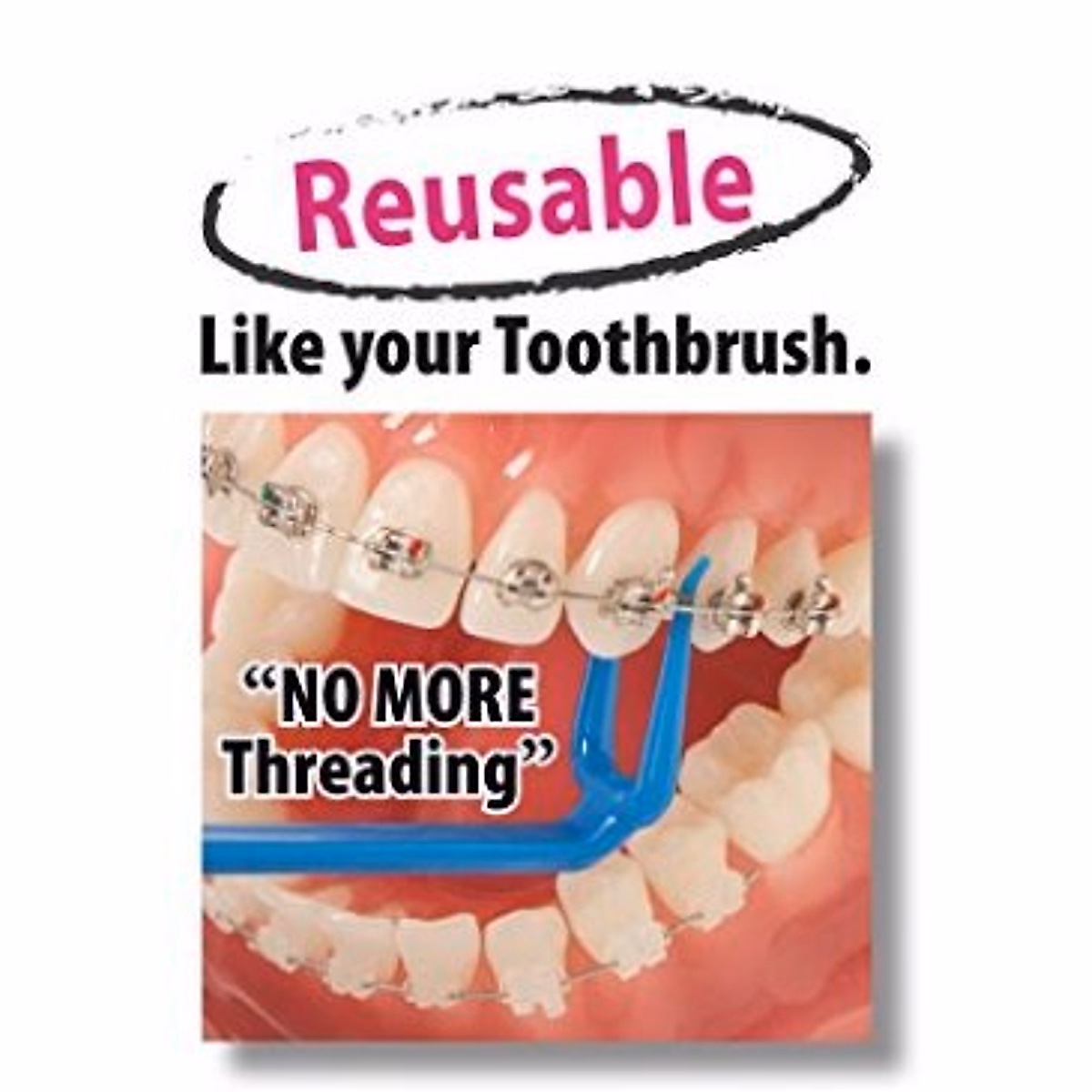 The Harp Orthodontic Reusable Flosser 4 pack Multipack