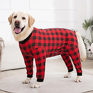 Dog Recovery Suit Full-Zipper After Post-Surgery Large Medium Dogs, Dog Bodysuit for Prevent Licking& Chewing Wounds Onesies Cone Alternative (Red, X-Large)