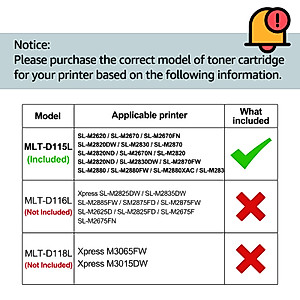 greencycle 2 Pack MLT-D115L D115L Black High Yield Toner Cartridge Compatible for Samsung Xpress SL-M2830DW SL-M2880FW SL-M2670 SL-M2620 SL-2620ND SL-2820DW SL-2820ND M2670FN M2670N M2870FD M2870FW