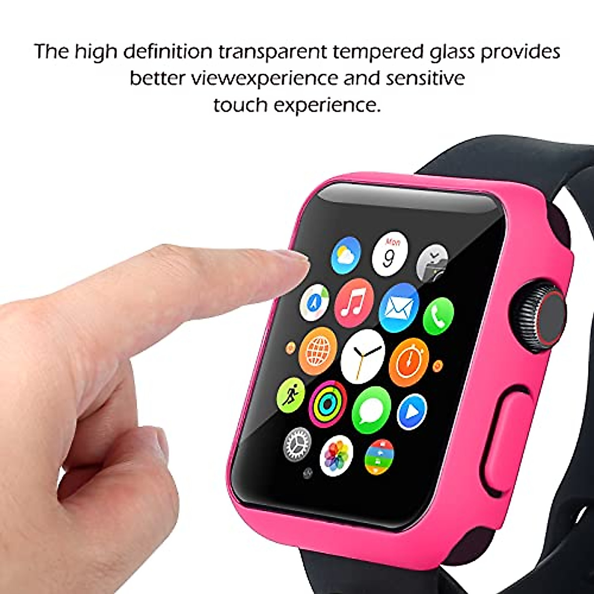RIDAINTY 8 Pack Screen Protector Case for Apple Watch 44mm Series 6 5 4 SE Ultra Slim Hard Case with Tempered Glass Bumper iWatch Protective Cover Smartwatch Accessories for Women Men
