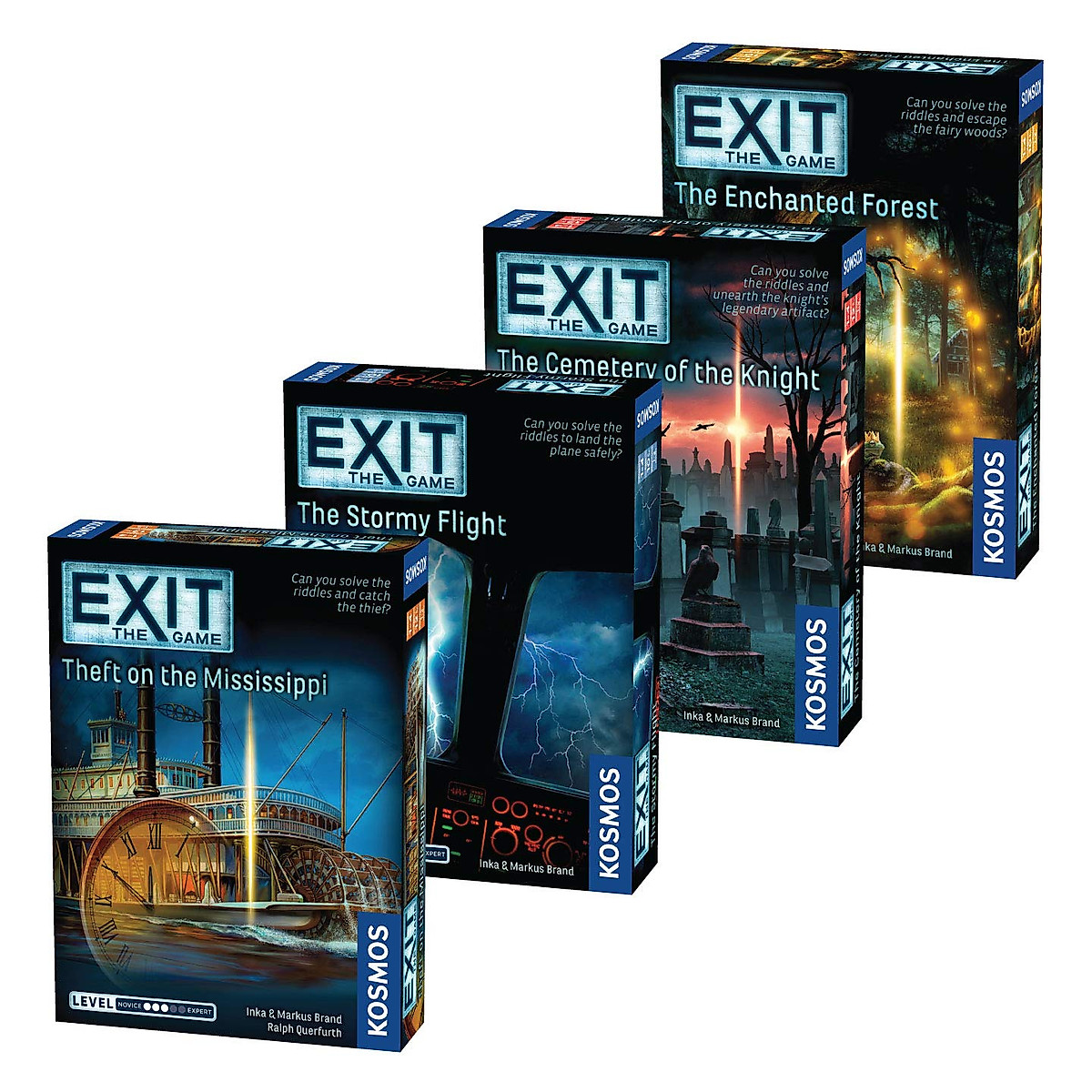 EXIT: The Game 4-Pack Escape Room Bundle | Season 4 | Theft on the Mississippi | Stormy Flight | Cemetery of the Knight | Enchanted Forest | Family-Friendly, Cooperative Game | 1 to 4 Players