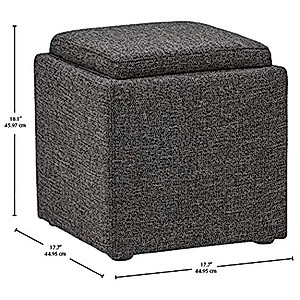 Amazon Brand – Rivet Ross Modern Tweed Lift-Top Storage Ottoman Pouf, 17.7"W, Caviar
