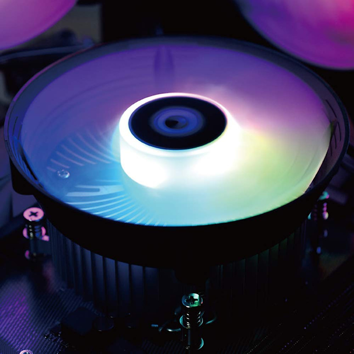 ID-COOLING DK-03i CPU Cooler for LGA1200/115X, 60mm Height Low-profile CPU Air Cooler with Aluminum Fins, Rainbow RGB Lighting, 120mm PWM Fan, Thermal Compound Included, TDP 100W