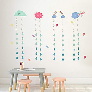 AUEAR, Raindrop Garland Blue Paper Raindrop Garland Decorations for Decor (4 Pack)