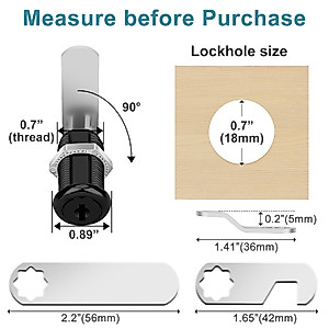 Pertinel Cam Locks Black Cabinet Locks Keyed Alike, 1-3/8'' (Length) Cylinder Secure Files Drawers RV Storage Locks Replacement Set, Zinc Alloy (Black 1-3/8 Inch 2Pcs)