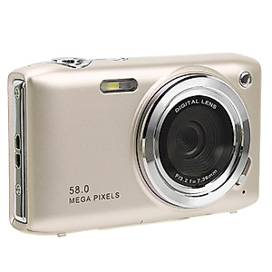 Digital Camera, 58MP 4K Digital Camera with 16X Zoom, 2.88 Inch HD Screen, Timed Photography, AF Autofocus, Portable Camera for Christmas Birthday Gifts (Gold)
