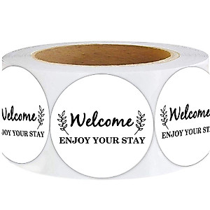 Welcome Hotel Guest Stickers,2 Inch Hotel Key Card Envelope Seals,500 Pcs Per Roll