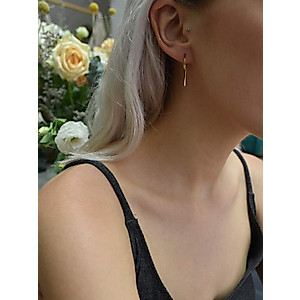 Skinny Gold Bar Earrings Slim Minimalist Earrings 18K Gold Plated Sterling Silver