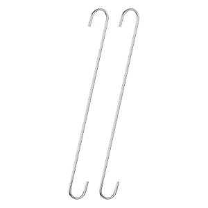 uxcell S Hanging Hooks, 16inch(400mm) Extra Long Steel Hanger, Indoor Outdoor Uses for Garden, Bathroom, Closet, Workshop, Kitchen, Matt Silver, 2Pcs