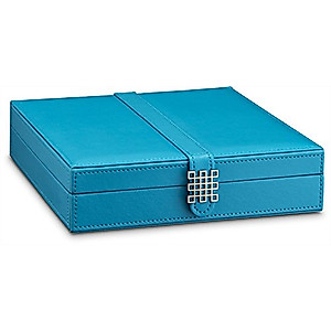 Glenor Co Earring Organizer - Classic 25 Section Jewelry Box/Case/Holder for Earrings, Rings, Necklaces, Jewelry, Cufflinks or Collections. 25 Small Compartments with Elegant Large Mirror - Blue