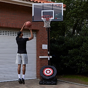 IE Sports Portable Basketball Hoop, 7.5-10 Ft Adjustable Height, 44" Backboard & Rebounder