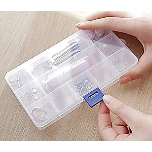 WOIWO Plastic Jewelry Box Organizer Storage Container with Adjustable Divider Removable Grid Compartment (15 Grids)