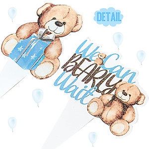 48Pcs We Can Bearly Wait Cupcake Toppers Teddy Bear Birthday Party Supplies Glitter Teddy Bear Cupcake Toppers Decorations for Baby Shower Bear Theme Birthday Party Gender Reveal Party Supplies