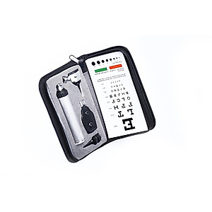 Real-Star Simaeco Otoscope, ophthalmoscope 2 in 1 stainless-steel handle for Both Adults and Pediatric. Batteries are not Included.