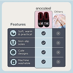 Snoozies Pairables Sherpa-lined Slipper Socks - Fuzzy and Cute Slippers for Women with Non-Slip Sole - Ladies Warm Slippers - Wine Time - Medium