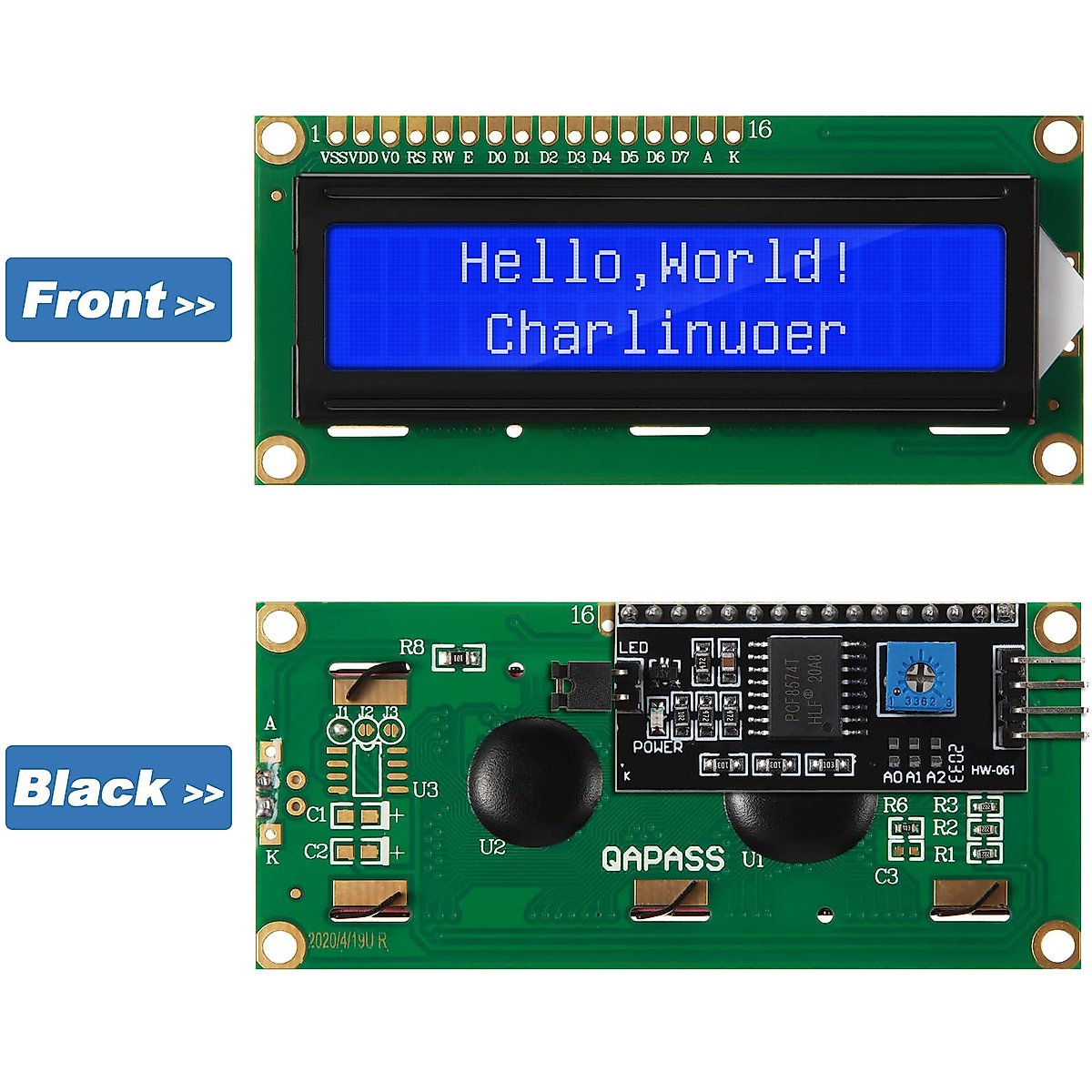 Weewooday 8 Pieces IIC TWI I2C LCD Serial Interface Adapter and LCD Module Display Backlight Compatible with Arduino R3 MEGA2560