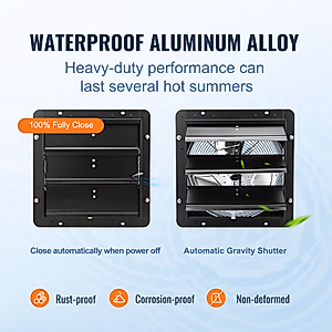 VEVOR 14'' Exhaust Fan with Temperature Humidity Controller, 1513 CFM, 10-Speed Adjustable Wall Mount Attic Fan, Ventilation and Cooling for Greenhouses, Garages, Sheds, ETL Listed