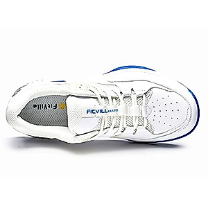 FitVille Wide Width Pickleball Shoes for Men All Court Tennis Shoes with Arch Support for Plantar Fasciitis (White, 9.5 Wide)