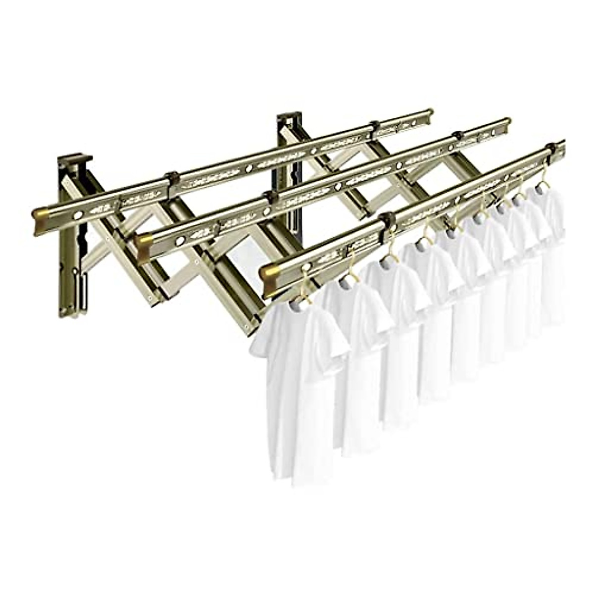 XMCX Clothes Drying Racks Stainless Steel Airer Multifunction Retractable Wall-Mounted Drying Laundry Rack Clothes Hanger Hanging Towel Shelf Easy Storage