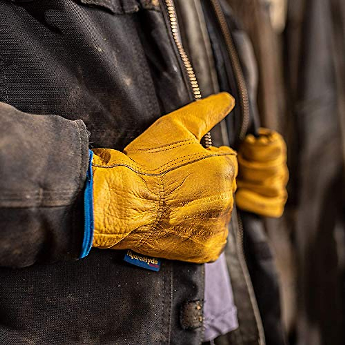 Wells Lamont unisex adult Men s Water Resistant Leather Work Gloves with HydraHyde Technology Cowhide 11, Saddletan, Large Pack of 1 US