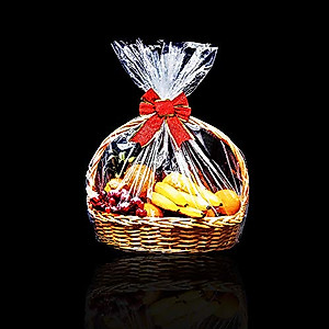 LazyMe Clear Basket Cellophane Shrink Bags, 24x30 inch, Shrink Wrap Bags Large, Clear, 20pcs