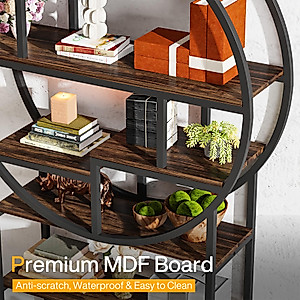 Tribesigns 8-Tier Bookshelf, 75 Inch Tall Industrial Freestanding Bookcase, Wood and Metal Display Shelves Storage Shelf for Living Room, Home Office, Bedroom (Rustic Brown)