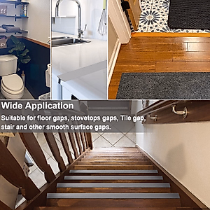 Floor Transition Strip Self Adhesive Vinyl Floor Transition Strip, Floor Flat Divider Strip for Joining Floor Gaps,Carpet Threshold Transition Wood Grain Design (2InWide,3.28Ft, Gray, 1)