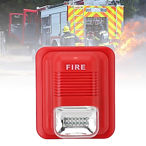 Audible and Visual Fire Alarm Device, Plastic Sound and Light Fire Alarm Warning Strobe Siren Alert Security System for Residential Buildings