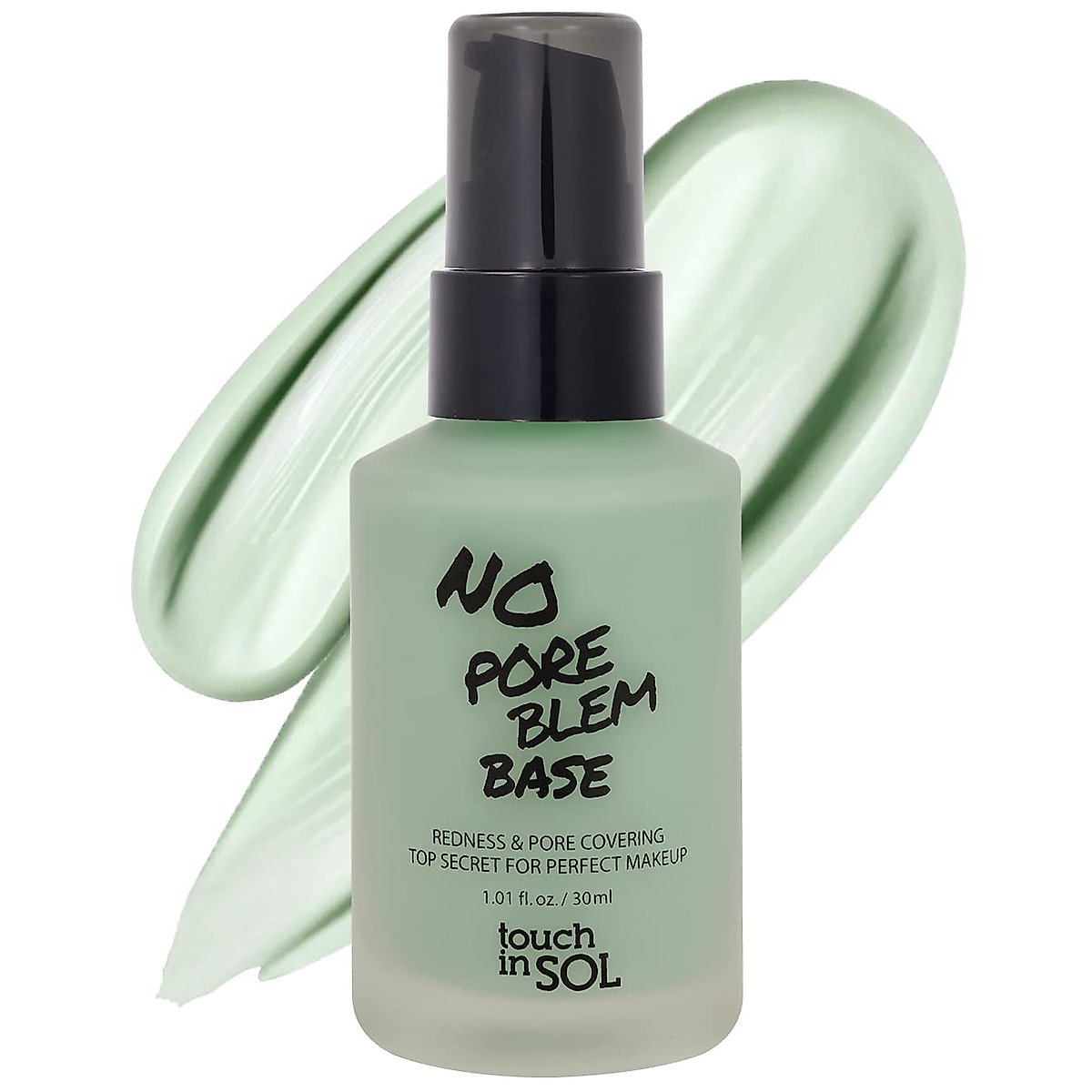 TOUCH IN SOL Redness Correcting Base Primer 1.01 fl.oz. - Pore Minimizing Green Toned Makeup Base - Tone Neutralizing before Foundation - Minimize Rosacea, Redness - No Pore Blem Primer Base