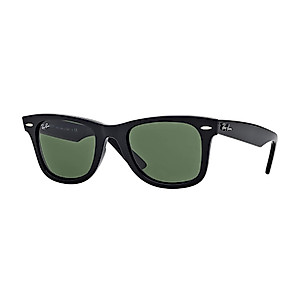 Ray-Ban RB2140 Original Wayfarer Sunglasses + Vision Group Accessories Bundle,unisex-adult (Black/Crystal Green (901), 50)