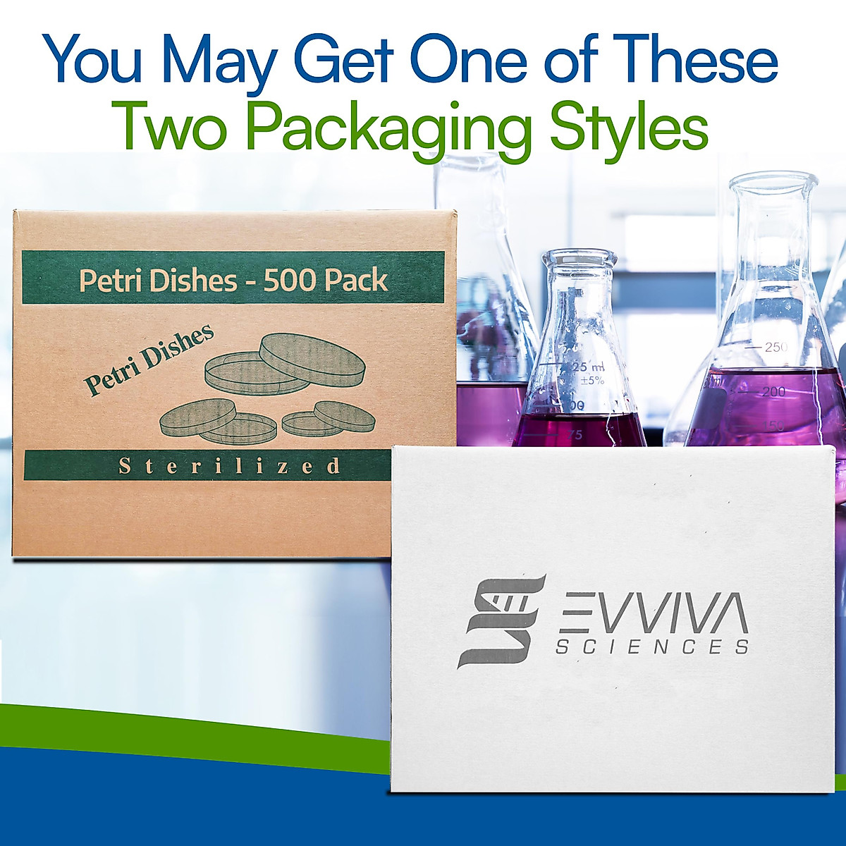 Evviva Sciences Petri Dish 500 Pack – 500 Petri Dishes – 100 X 15mm – Premium Performance – 3 Vents to Reduce Condensation – for Lab Research, Education, & More - W/5 Evviva Transfer Pipettes