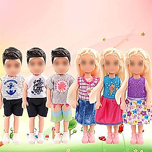 ENOCHT 22 PCS 5.3 Inch - 6 Inch Chelsea Doll Clothes and Accessories Include 5 Tops, 5 Pants for Boy Dolls, 5 Dresses for Girl Dolls and 2 Shoes, 10 Outfits Hangers
