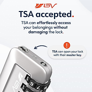 TSA Accepted Luggage Travel Lock, Set-Your-Own Combination Lock for School Gym Locker, Luggage Suitcase Baggage Locks, Filing Cabinets, Toolbox, Case (Silver, 1 Pack)