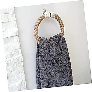 Veemoon Kitchen Rings Wooden Stand Wall-Mounted Bohemian Woven Decorative Accessories Hand Ring Bath Shower Design Storage Rope Bathroom Mount Holder Towel Bedroom Shape Rack Rustic