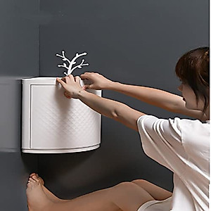 GOVNPJ Multifunction Bathroom Corner Locker, Wall-Mounted Cosmetic Storage Rack Punching Free Triangle Rotating Storage Shelf for Corner Storage (Single Layer)