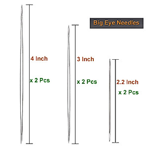 Y-Axis 26 Pcs Assorted Beading Needles Including 6 Pcs Big Eye Beading Needles + 20 Pcs Long Straight Beading Thread Needles with Needle Bottle