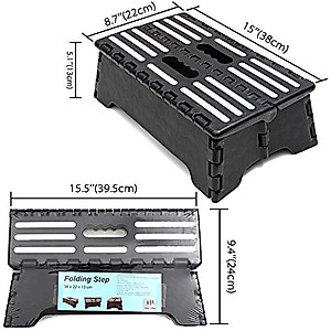 Portable Folding Step Stool 5”, Lightweight Plastic Short Stool Sturdy and Safe, Half Step Height Boost for Seniors and Kids, One Flip Low Step Riser with Handle