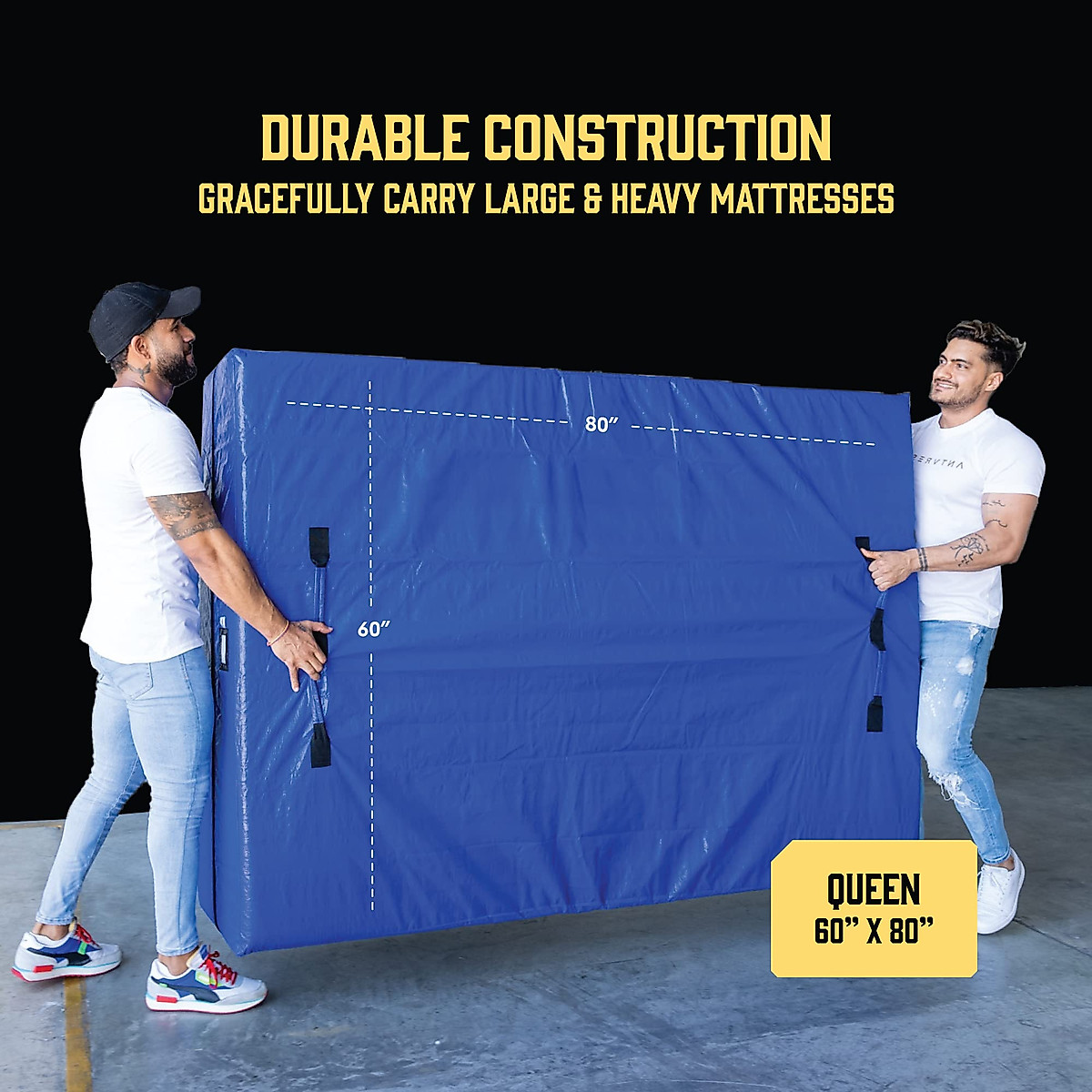 Mattress Bags for Moving with 8 Handles - Queen Size - Extra-Thick Mattress Bag for Moving - Reusable Mattress Storage Bag - Mattress Cover for Moving with Zipper, Moving Mattress Bag Protector