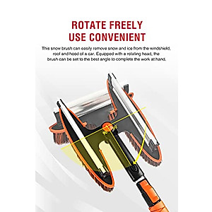 ZYZKPDS 43" Ice Scraper and Extendable Snow Brush for Car Windshield with Foam Grip 2022 New 5 in 1 Sturdy 360° Pivoting Snow Removal Tool for Car SUV Truck