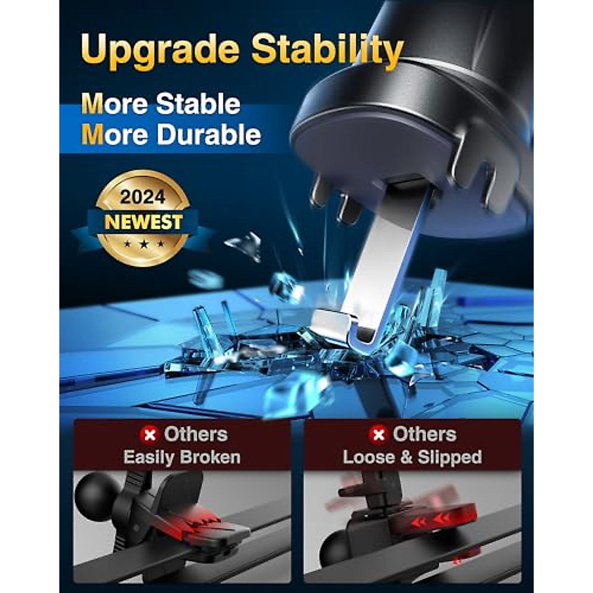 VANMASS Car Phone Holder Mount 2024 Upgraded [Patent Steel-Hook] Car Vent Phone Mount Clip Military-Grade Shockproof Cell Phone Car Mount Handsfree Truck Stand Cradle for iPhone Android,Multi-Colored